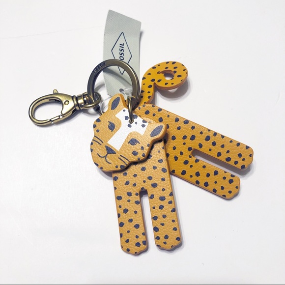 Fossil | Accessories | New Fossil Cheetah Cat Key Fob Key Ring Key ...